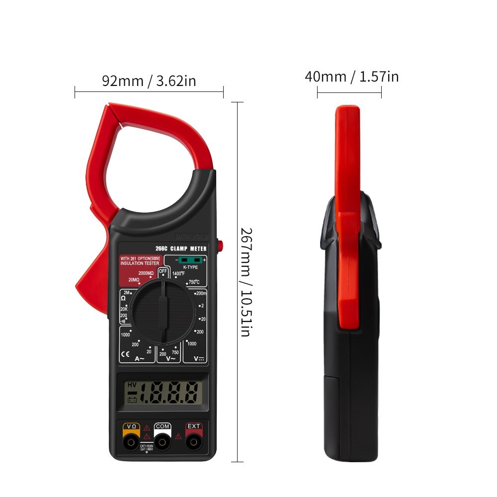 ANENG 266C Professional Digital Clamp Meter - True RMS AC/DC, Non ...