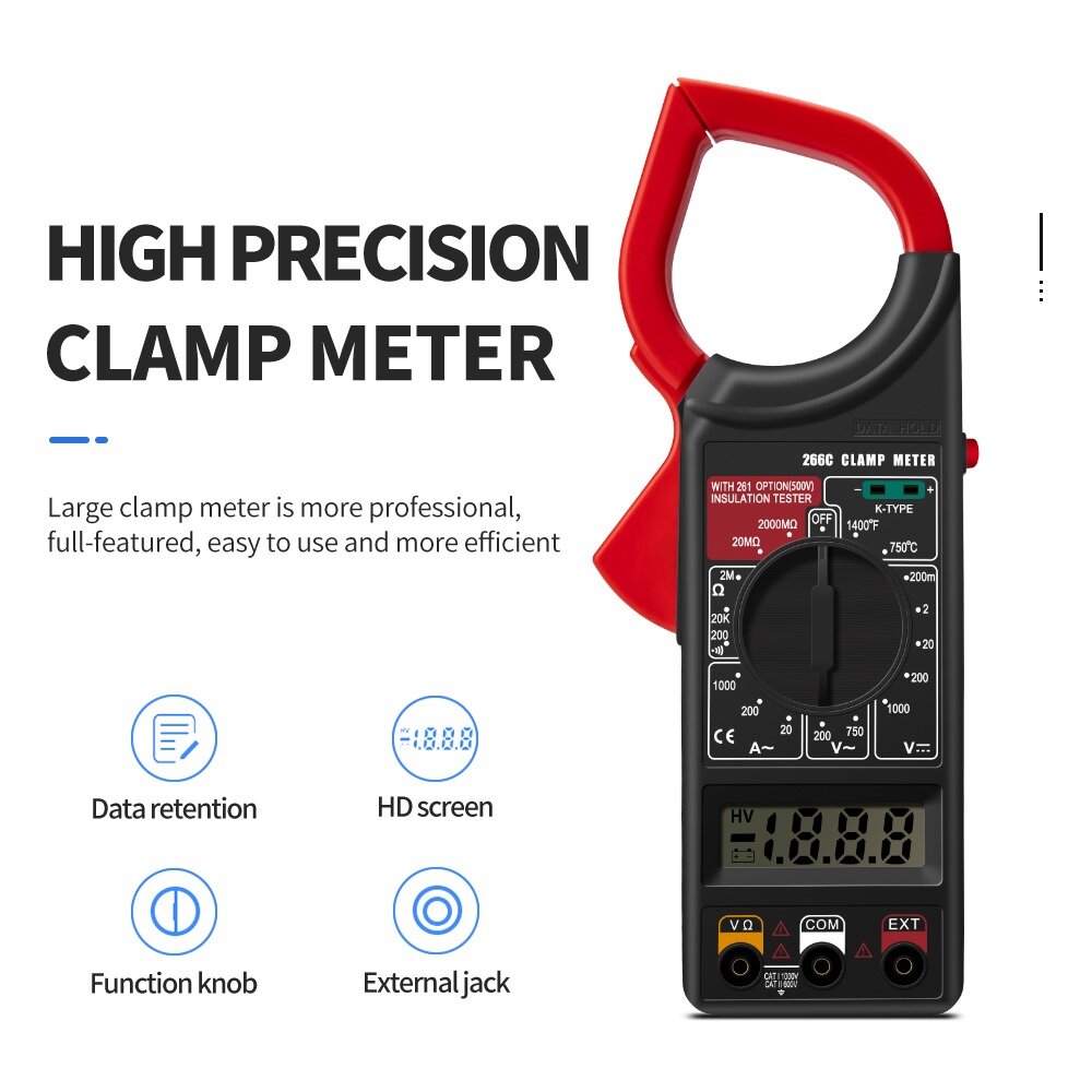 ANENG 266C Professional Digital Clamp Meter - True RMS AC/DC, Non ...
