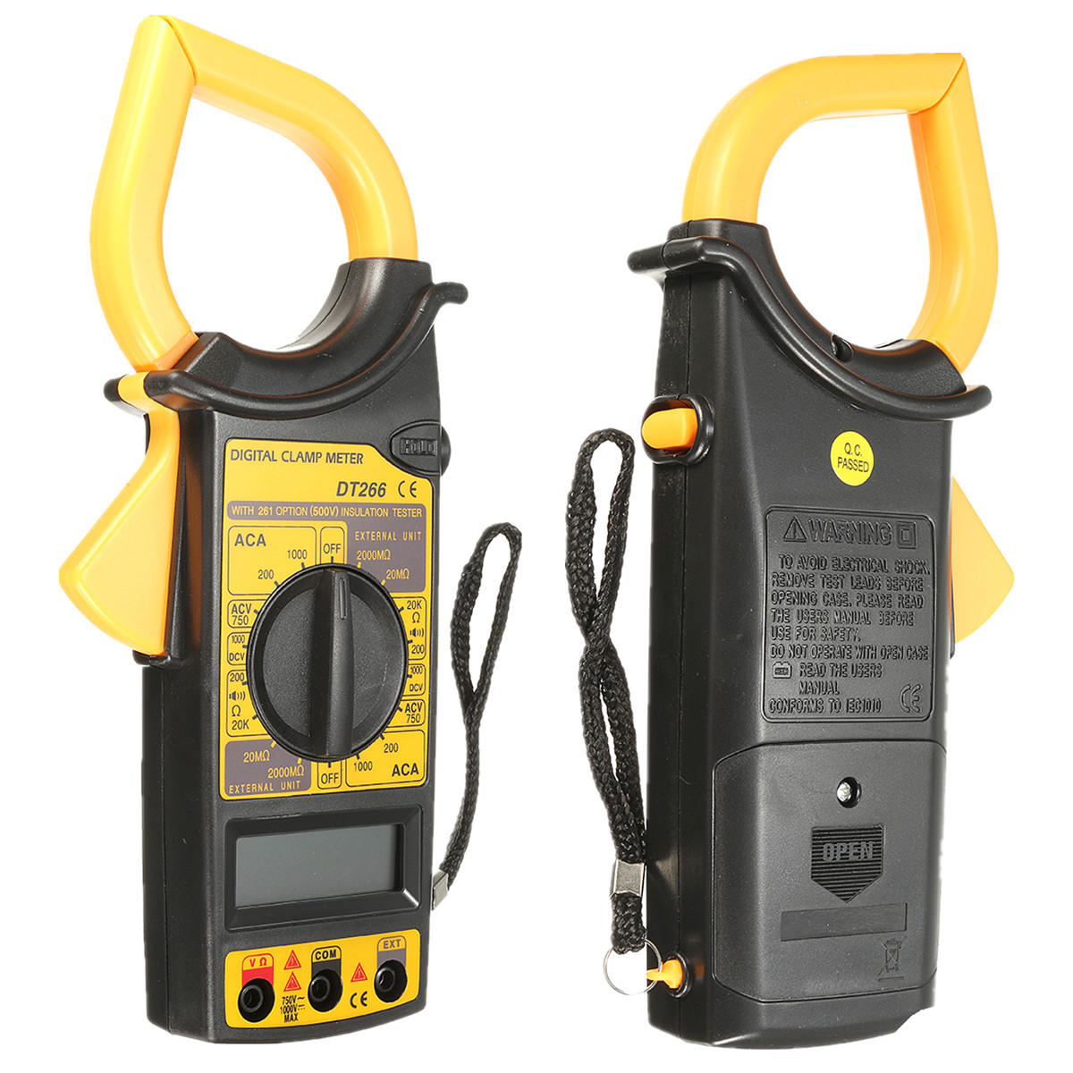 DT266 Digital Clamp Meter - AC/DC Voltage and Current Testing Tool ...